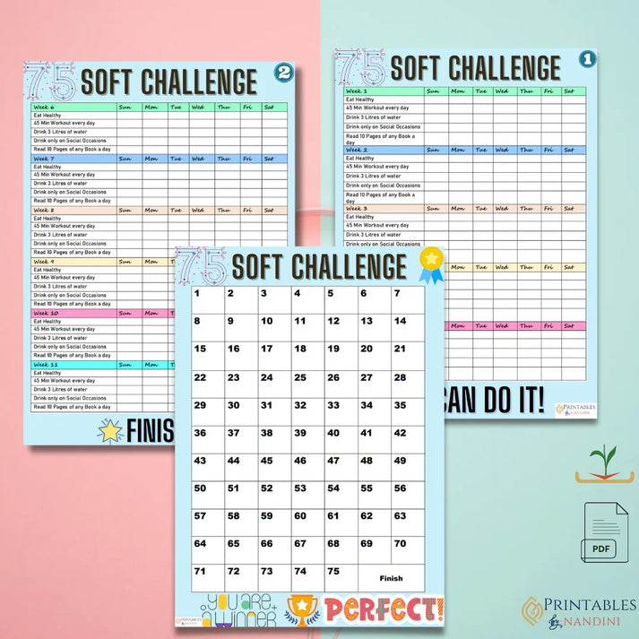 75 soft Challenge Template -A4 size! – Printables by Nandini