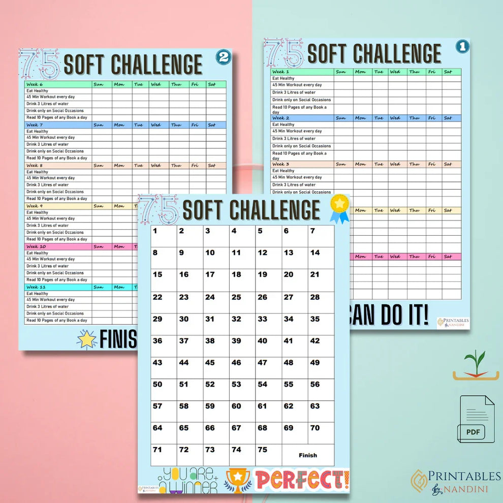 75 soft Challenge Template -A4 size! – Printables by Nandini