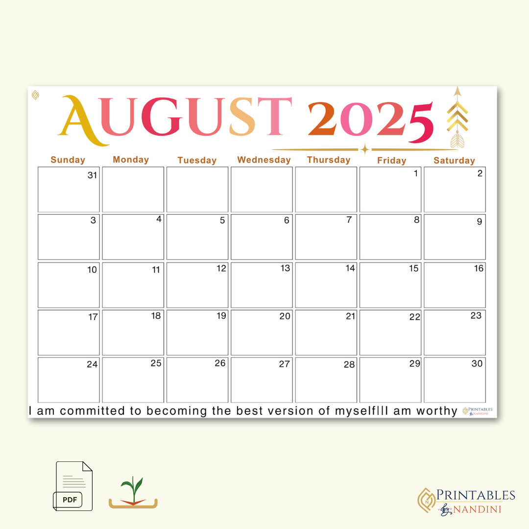 Printable August 2025 Calendar | Calendar with Month – Printables by ...