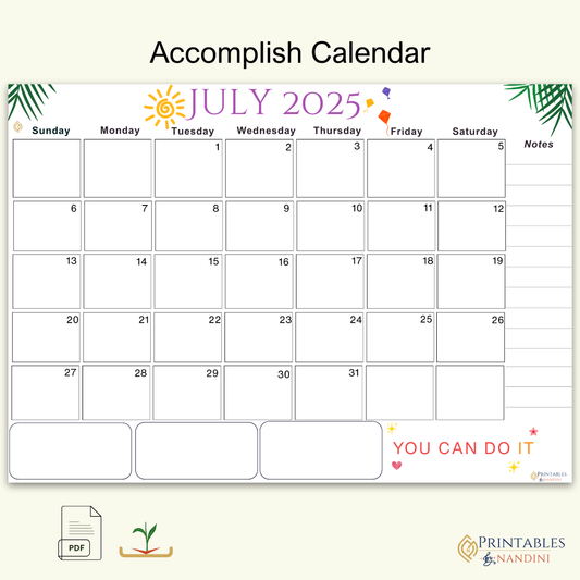 Printable Monthly Calendars 2025 | Stylish Digital Planners ...