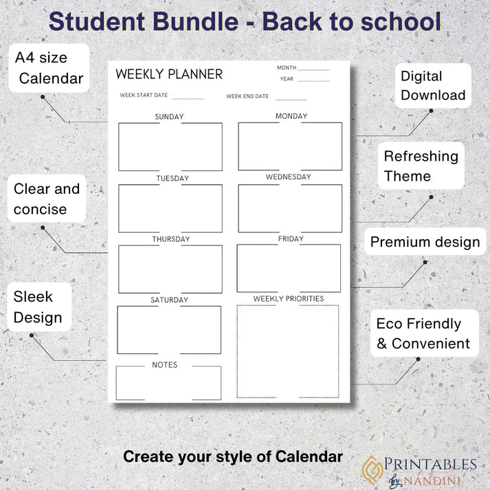 Student bundle-Back to School version – Printables by Nandini